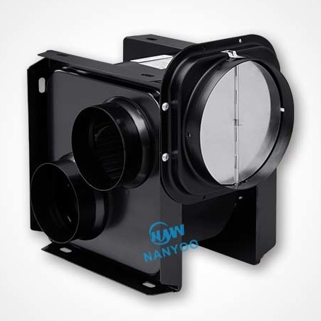 Black Metal Mini Multi Inlet 45W 200cmh Inline Duct Fan
