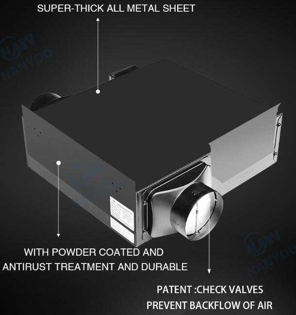 Small Ultra Thin 120CMH 100mm Ventilation Duct Fan