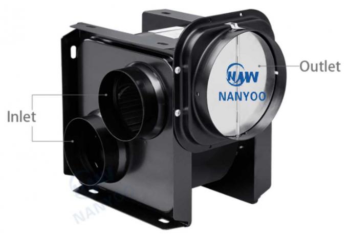 Black Metal Mini Multi Inlet 45W 200cmh Inline Duct Fan